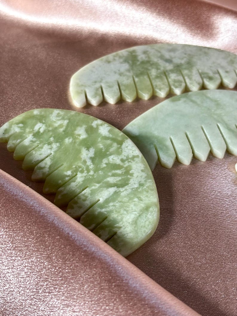 Natural Jade Comb, Head Massager, Hair Oil Application Tool, Scalp ...
