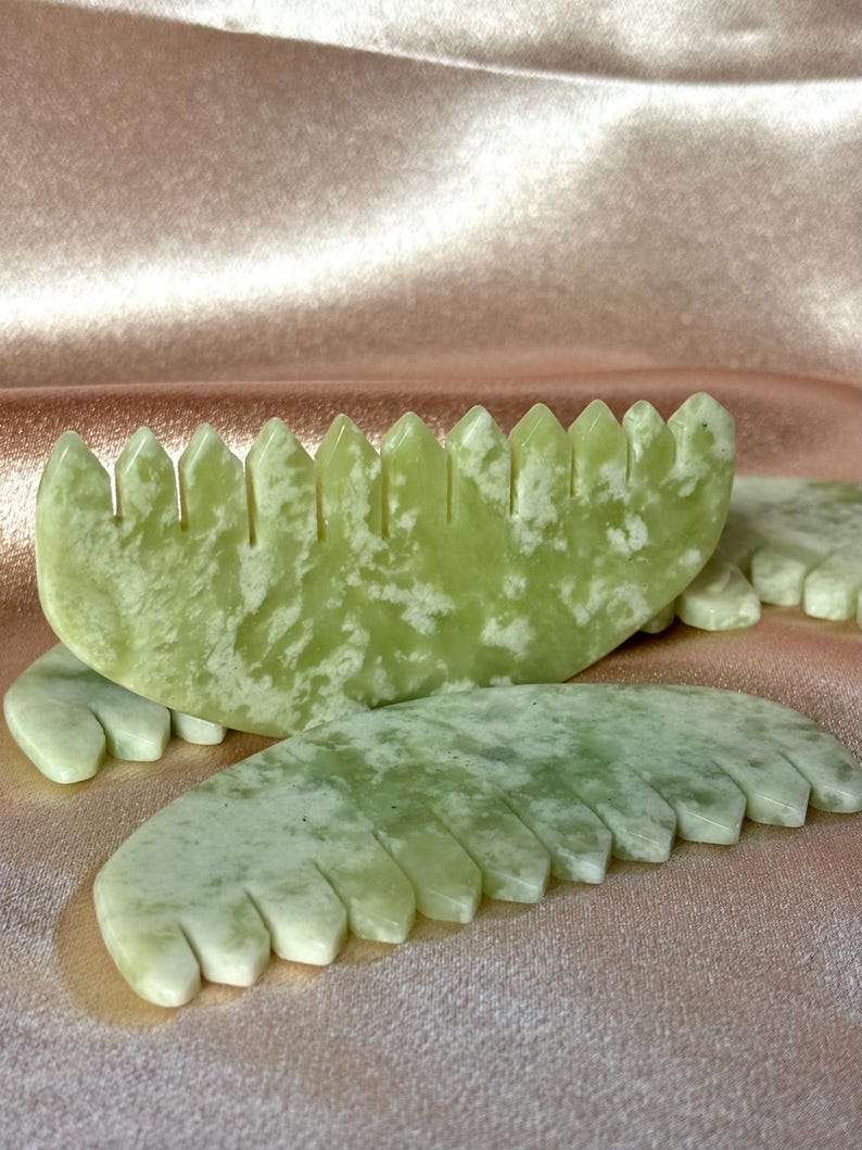 Natural Jade Comb, Head Massager, Hair Oil Application Tool, Scalp ...