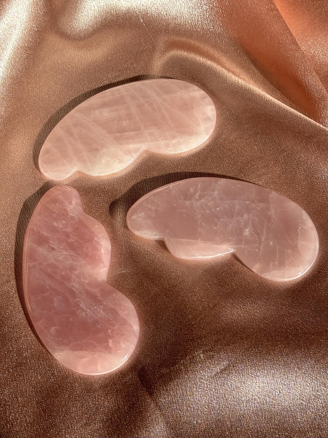 Rose Quartz Gua Sha, Wave Wing Rose Quartz Face Massager Tool, Natural ...