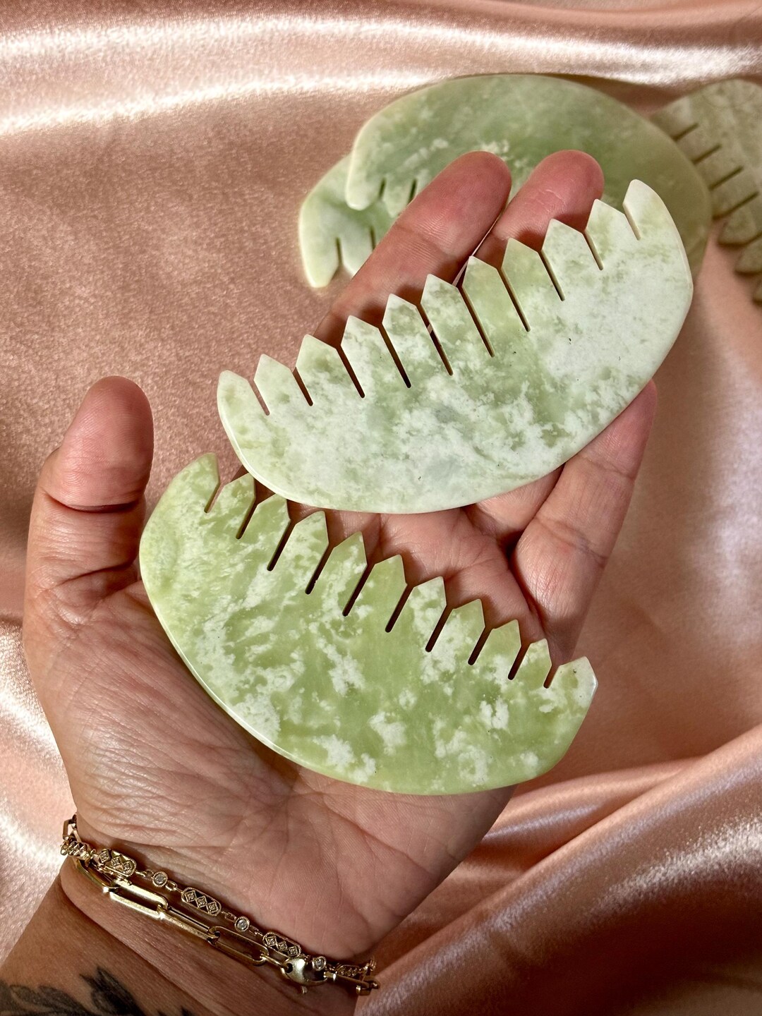 Natural Jade Comb, Head Massager, Hair Oil Application Tool, Scalp ...