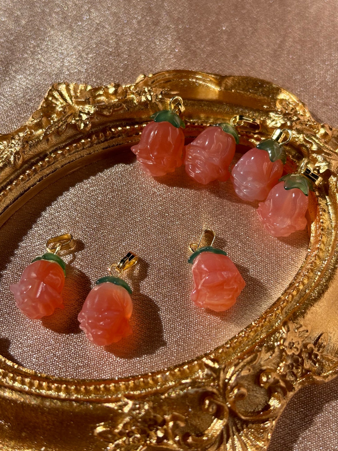 Agate Rose Flower Pendant, Yan Yuan Agate Crystal Gemstone Rose Floral ...