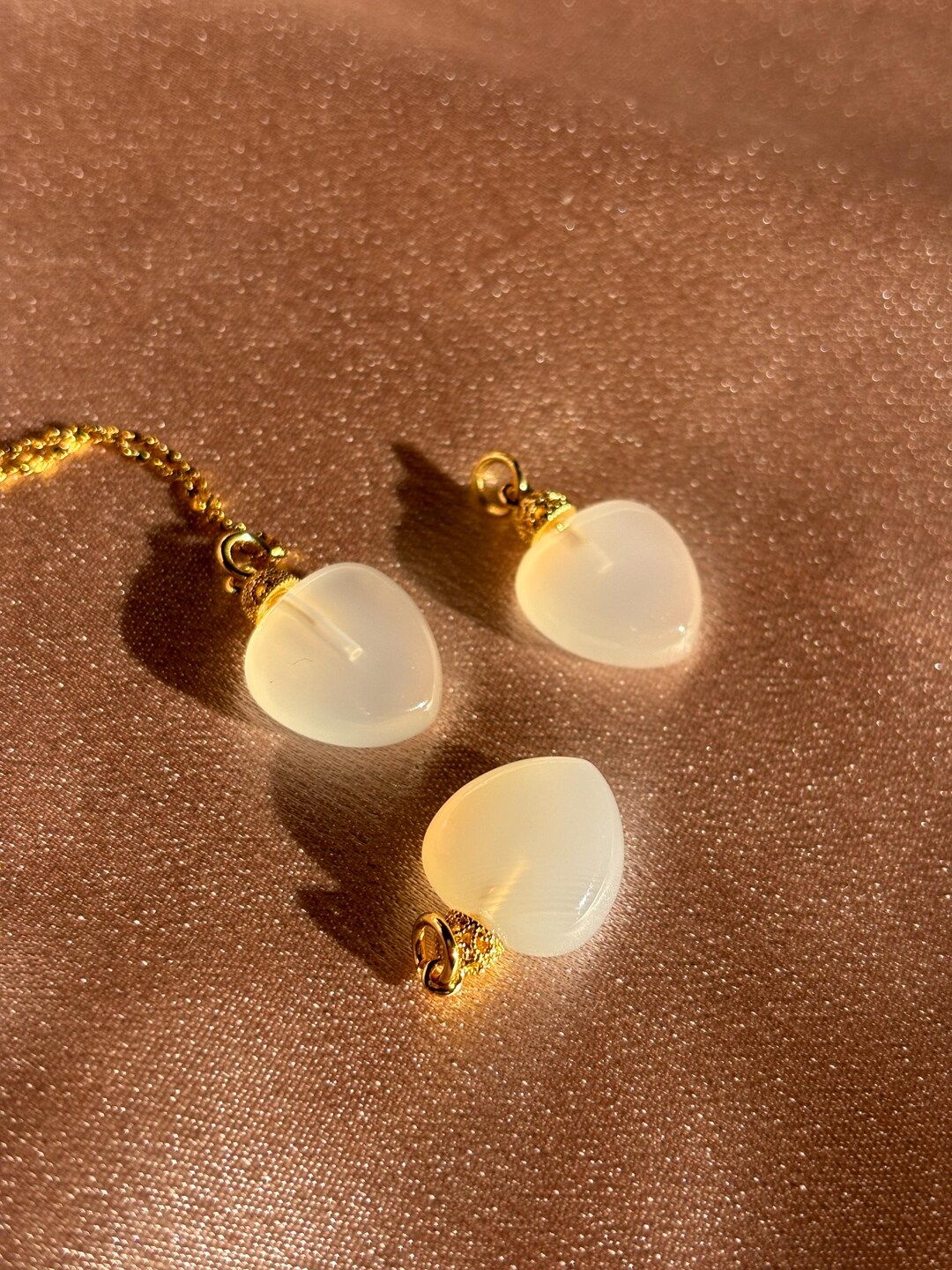 White Salt Agate Heart Pendant, Gold Plated White Salt Agate Pendant ...