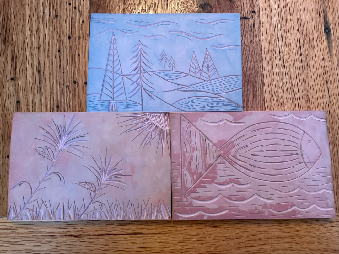 Assorted Linocut Print Cards - Etsy