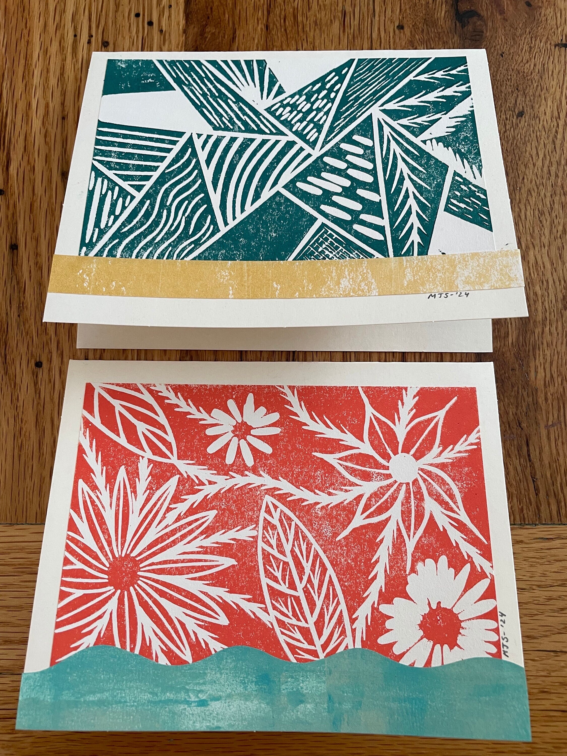 Linocut Print Cards - Etsy