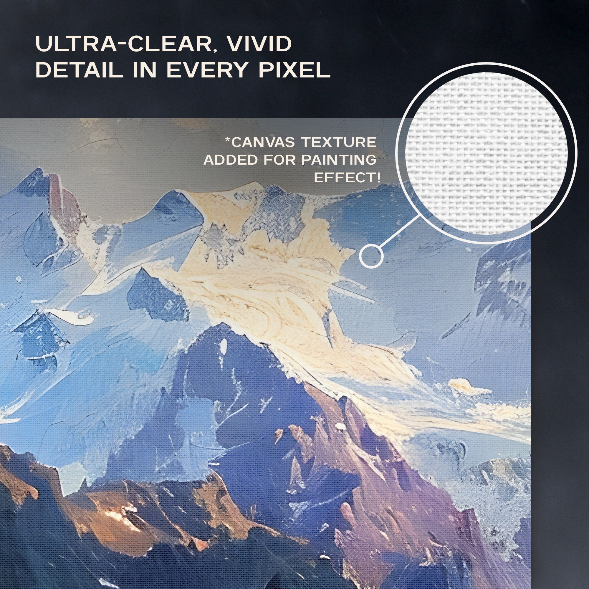 Frame TV Art Alpine Peaks Painting, Snowy Mountain Vista Art, Glacial ...