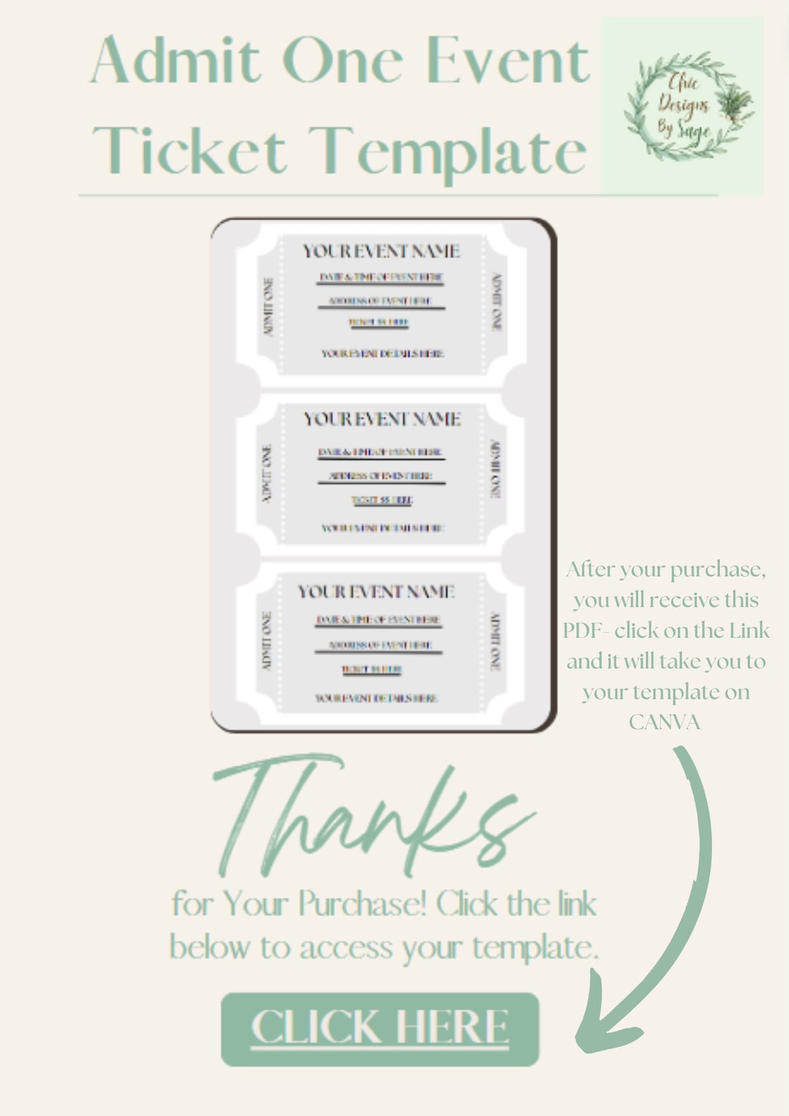 Editable Event Ticket Template: DIY Printable Canva Design (digital ...