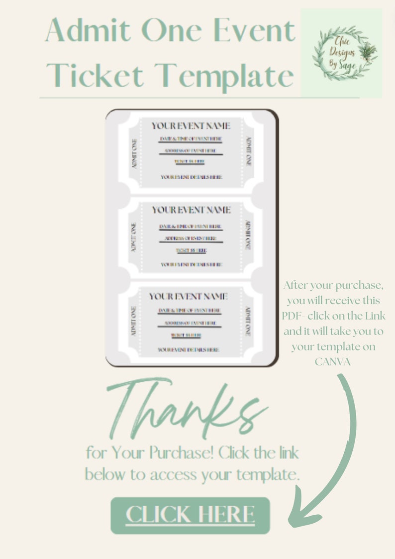 Editable Event Ticket Template: DIY Printable Canva Design (digital ...