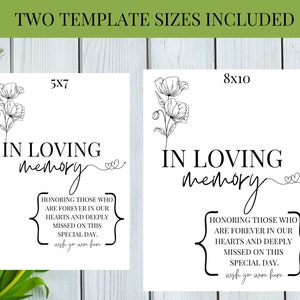 In Loving Memory Sign | in Loving Memory | Editable Template | Editable ...