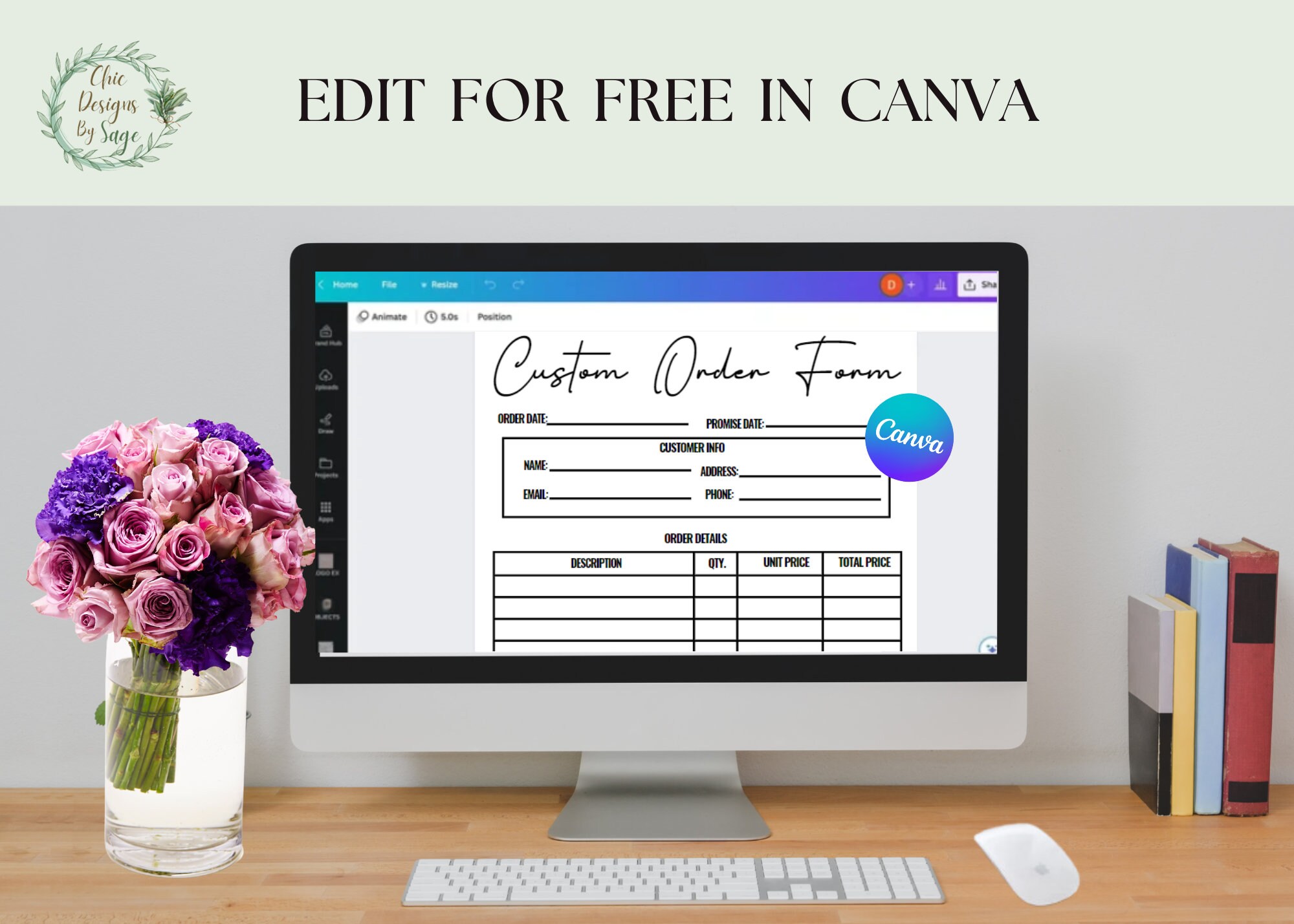Editable Order Form Template: Canva Small Business Form (digital ...