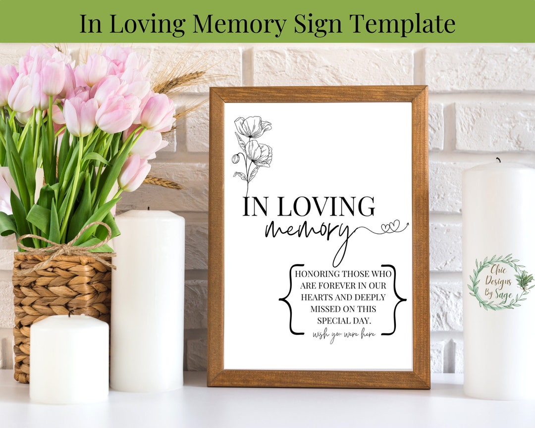 In Loving Memory Sign | in Loving Memory | Editable Template | Editable ...