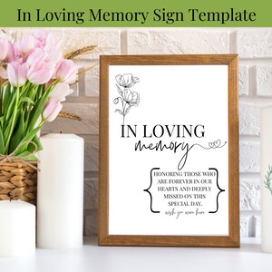 In Loving Memory Sign | in Loving Memory | Editable Template | Editable ...