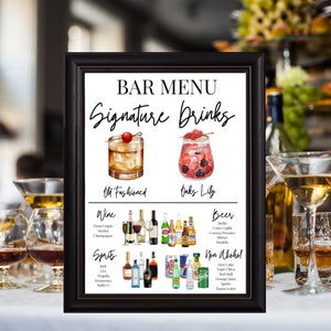 Signature Drink Sign | Bar Menu Template | Bar Menu Template Editable ...