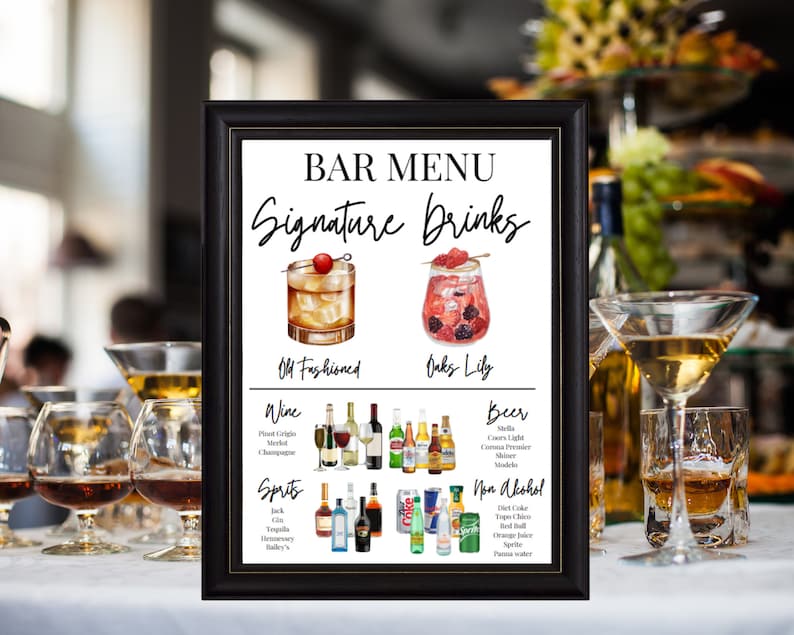 Editable Signature Drink Bar Menu Template (digital Download) - Etsy