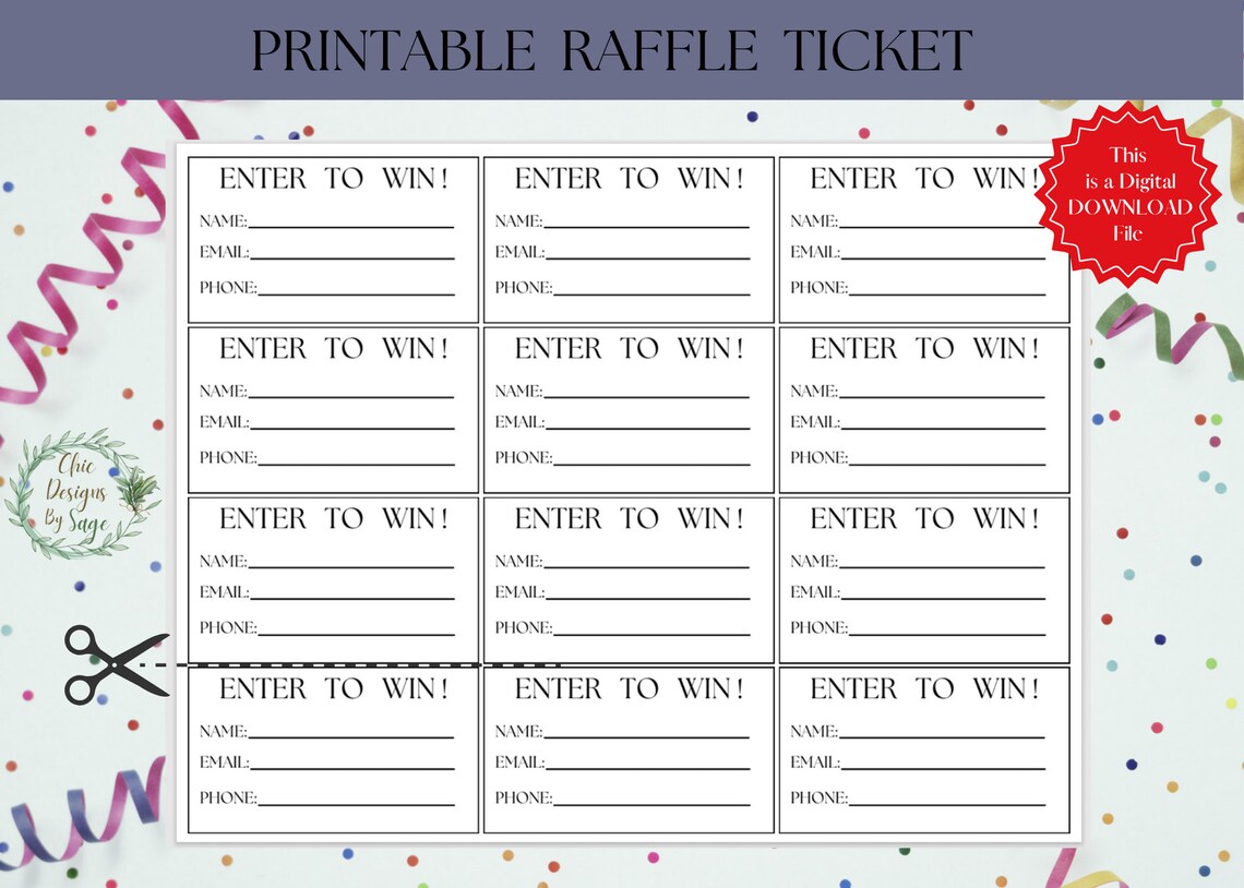 Printable Raffle Tickets: DIY Event Ticket Template (PDF) - Etsy