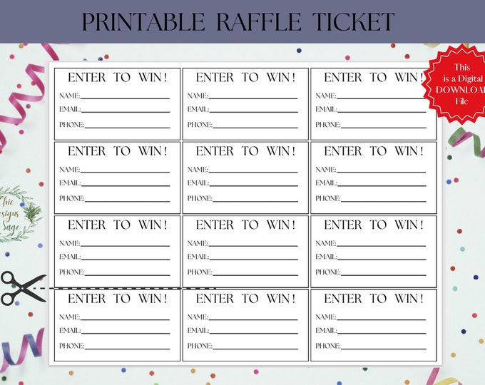 Modern Printable Raffle Ticket Template for Canva Editable Custom Draw ...