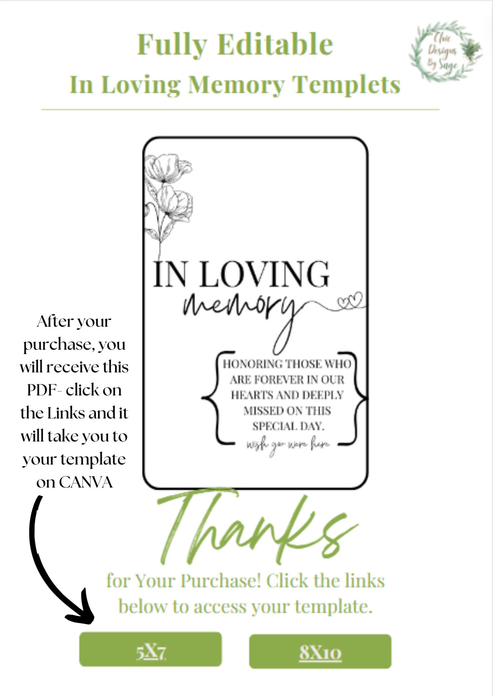 In Loving Memory Sign | in Loving Memory | Editable Template | Editable ...
