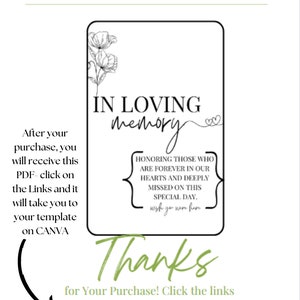 In Loving Memory Sign | in Loving Memory | Editable Template | Editable ...