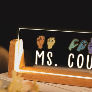 ASL Teacher Desk Name Plate, Sign Language Instructor Sign, ASL Office ...