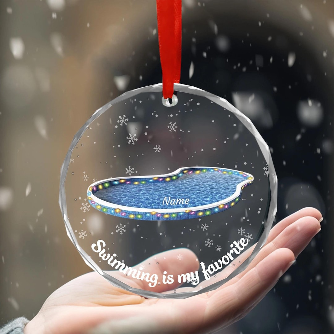 Personalized Swimming Pool Glass Ornament, Swimming Pool Christmas ...