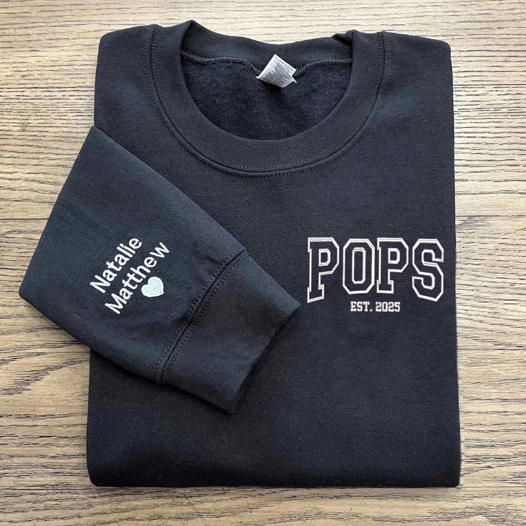 Pops Embroidered Sweatshirt, Custom Pops Shirt With Kids Name, Pops ...
