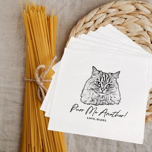 Personalized Illustrated Cat Wedding Napkins, Engagement Party Napkins ...