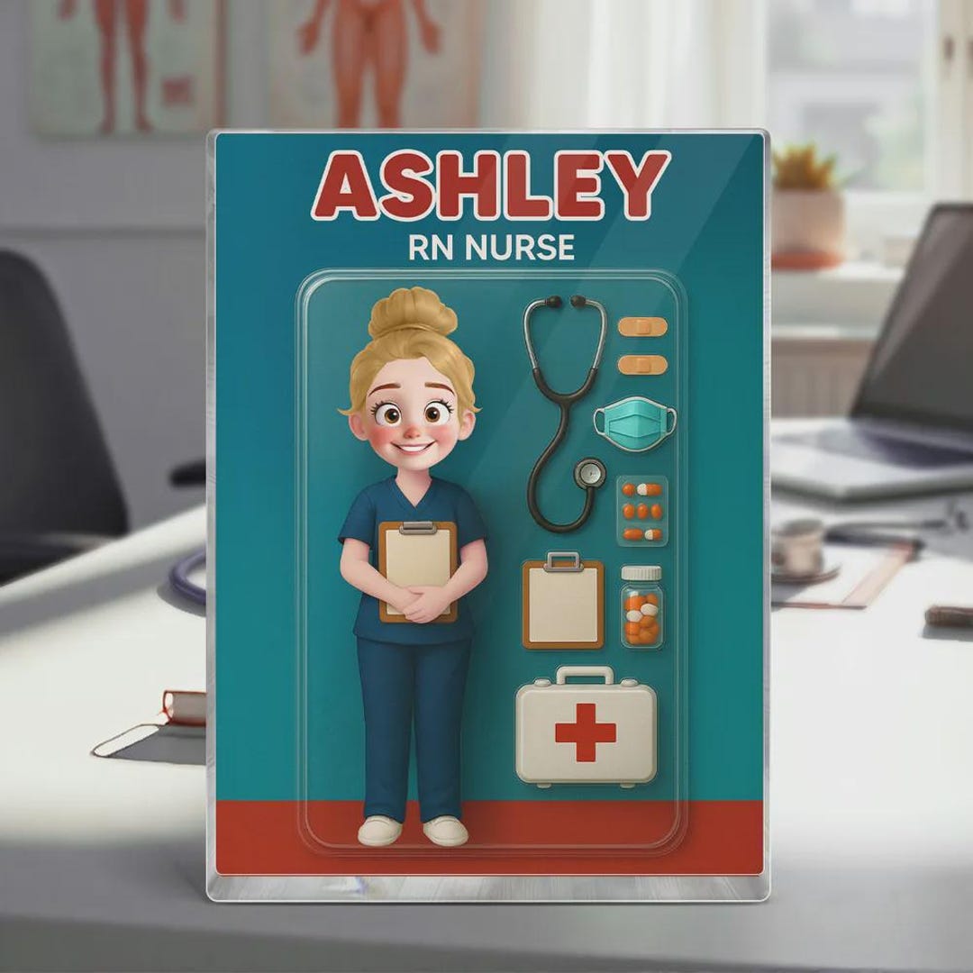 Cartoon Nurse 3D Custom Figure, Personalized Flat Rectangle Acrylic ...