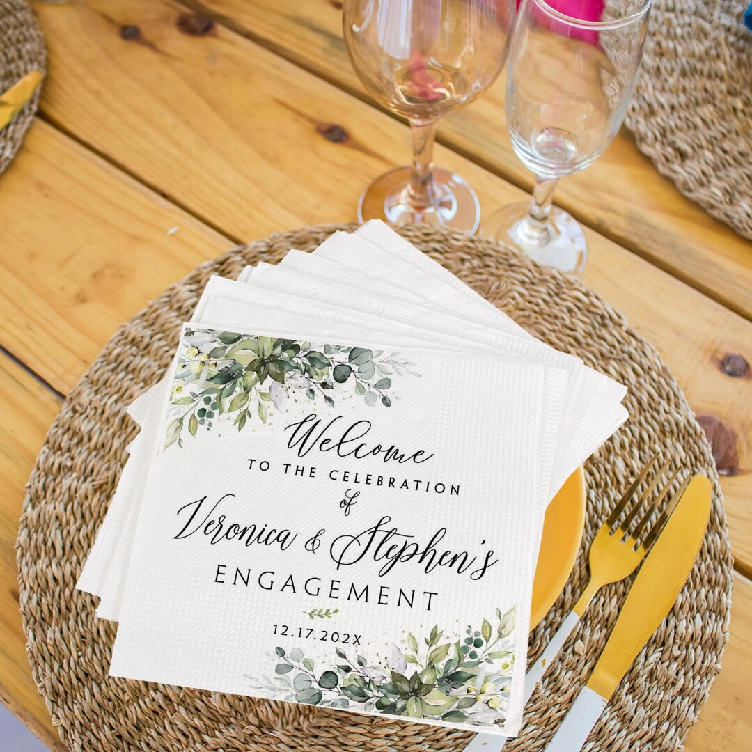Personalized Engagement Napkins We're Engaged Napkins Custom Wedding ...