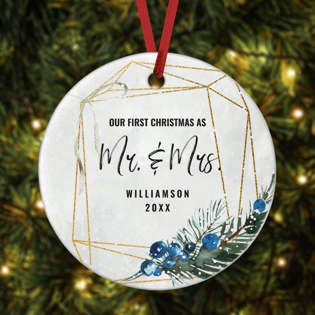 Personalized First Christmas Couple Ornament, Mr and Mrs Family ...