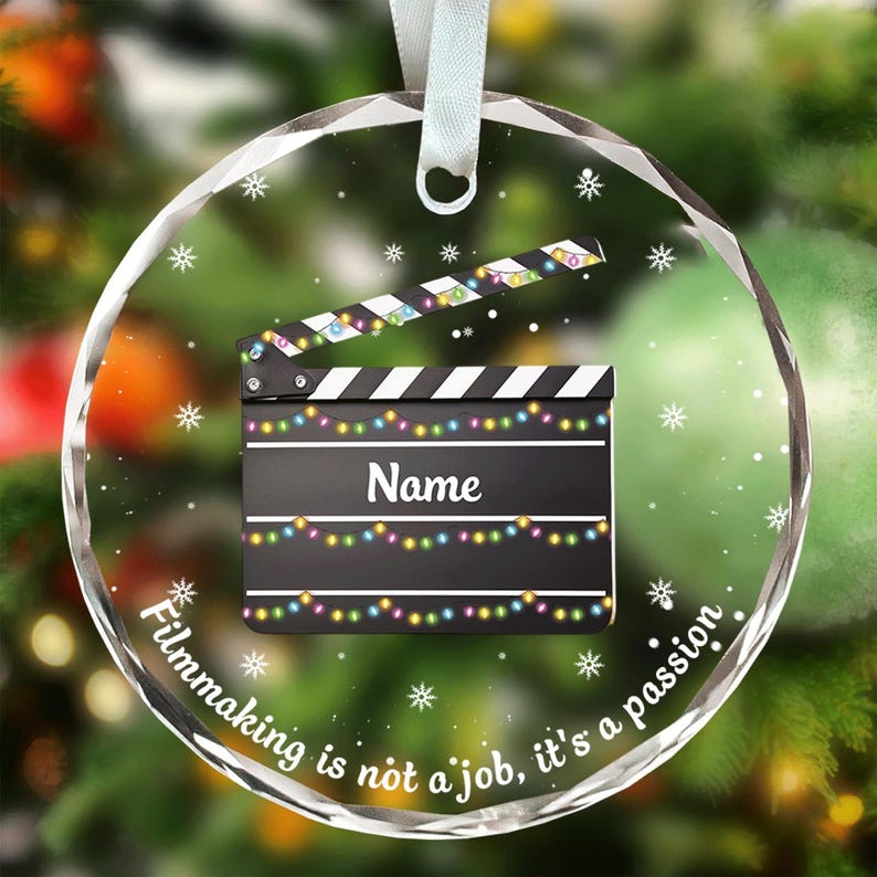 Personalized Film Clapperboard Christmas Glass Ornament, Film Clapper ...