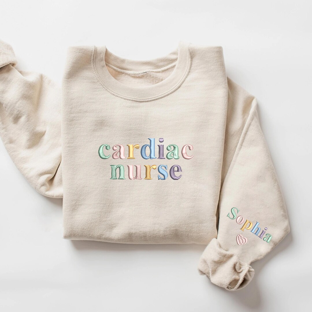 Personalized Embroidered Cardiac Nurse Sweatshirt: Heart Anatomy Gift ...