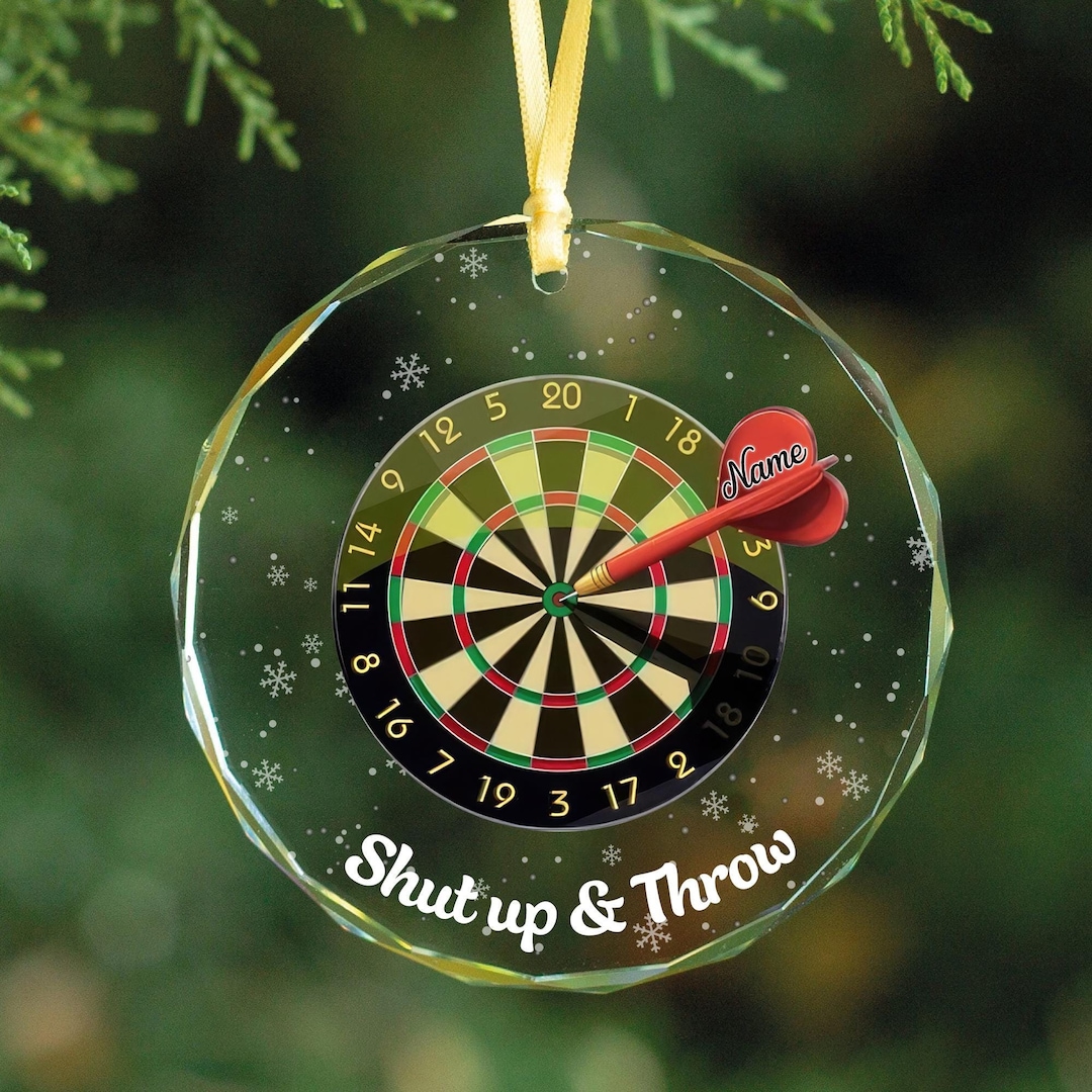 Personalized Christmas Darts Glass Ornament, Custom Darts 2D Flat ...
