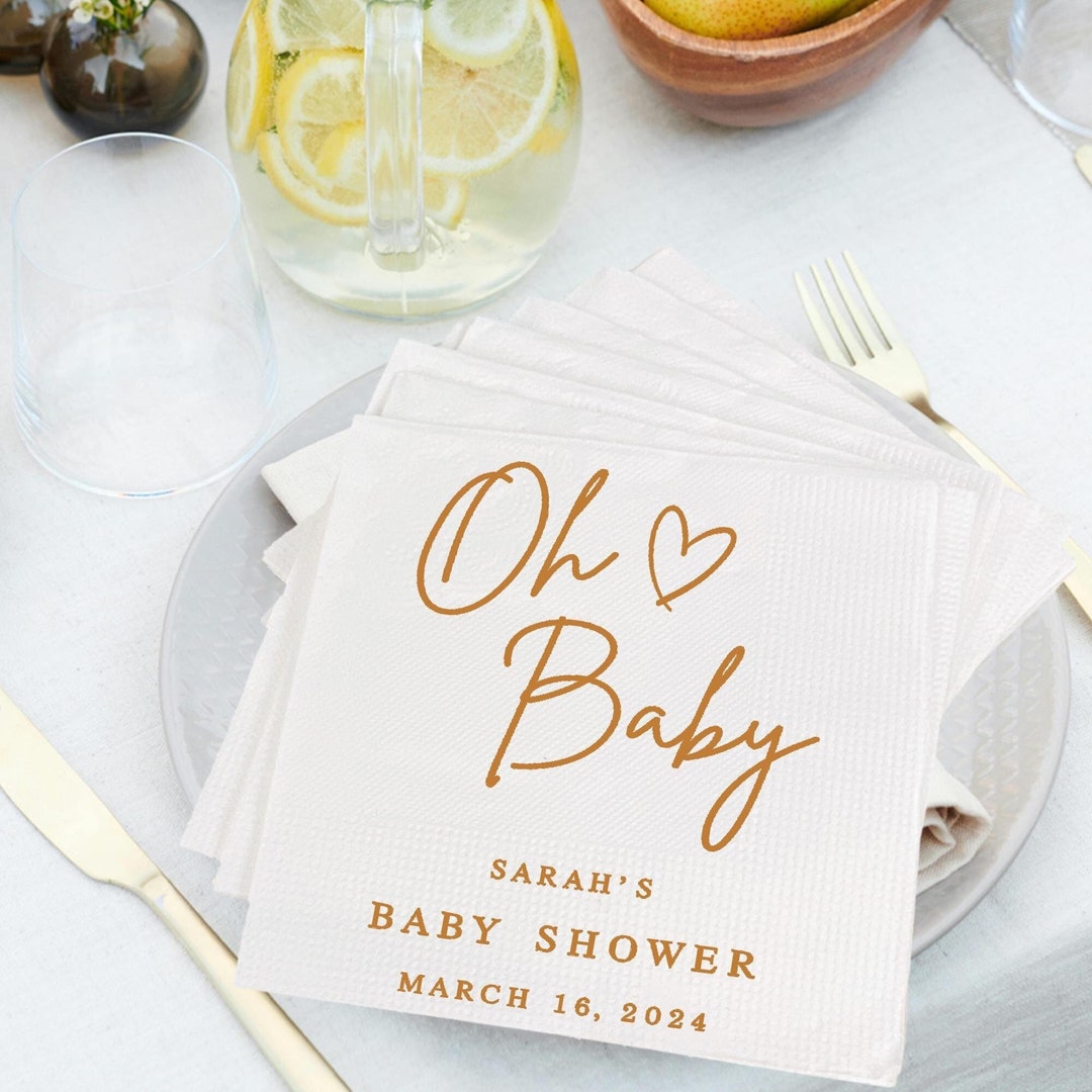 Custom Oh Baby Napkins, Personalized Baby Name Cocktail Napkins, Girl ...