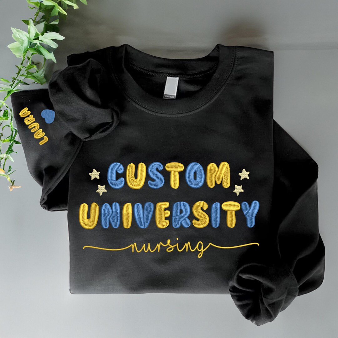 Custom Embroidered Floral Letter University Sweatshirt, Embroidered ...
