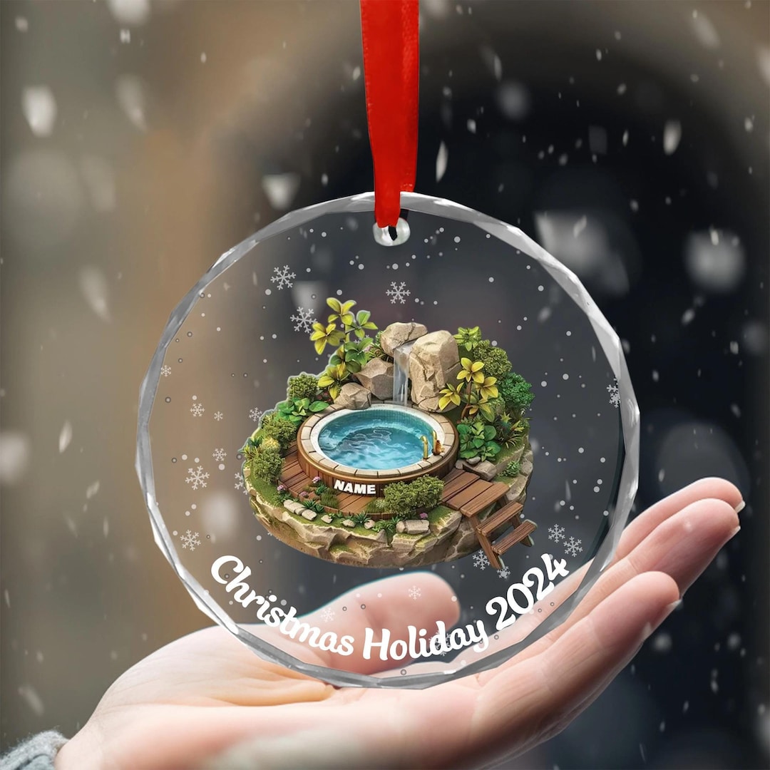 Personalized Jacuzzi Glass Ornament, Spa Glass Christmas Ornament, Hot ...
