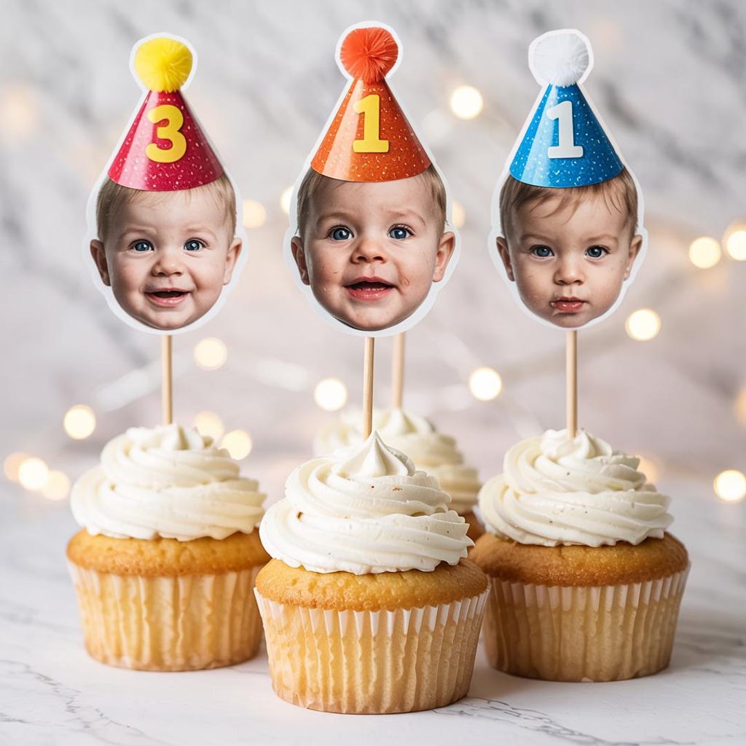 Personalized Baby Face Birthday Decoration Cupcake Toppers, Custom ...