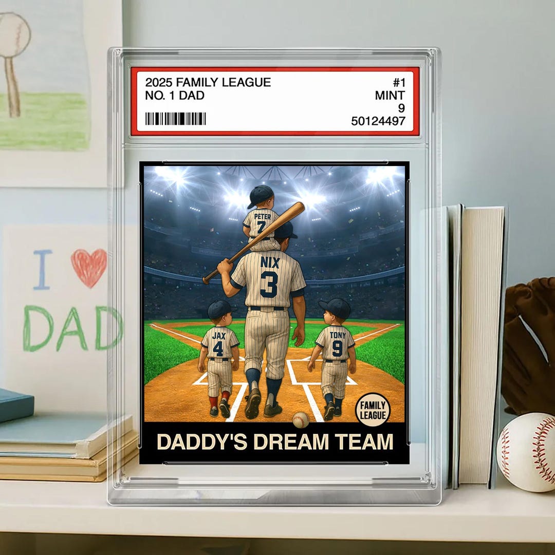 Custom Baseball No. 1 Dad Man & Kids Trading Card Style Custom Figure ...