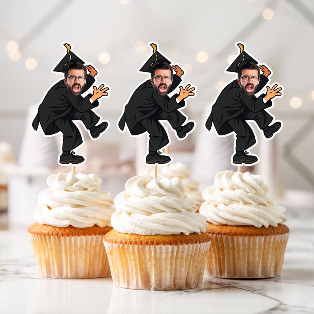Custom Graduation Photo Cupcake Toppers, Graduation Party Face Cupcake ...