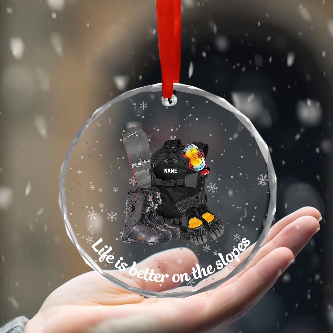 Personalized Snowboarding Glass Ornament, Custom Snowboarding Ornament ...