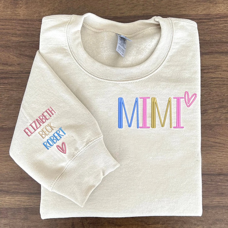 Embroidered Mimi Sweatshirt, Custom Mimi Embroidered Embroidery Gifts ...