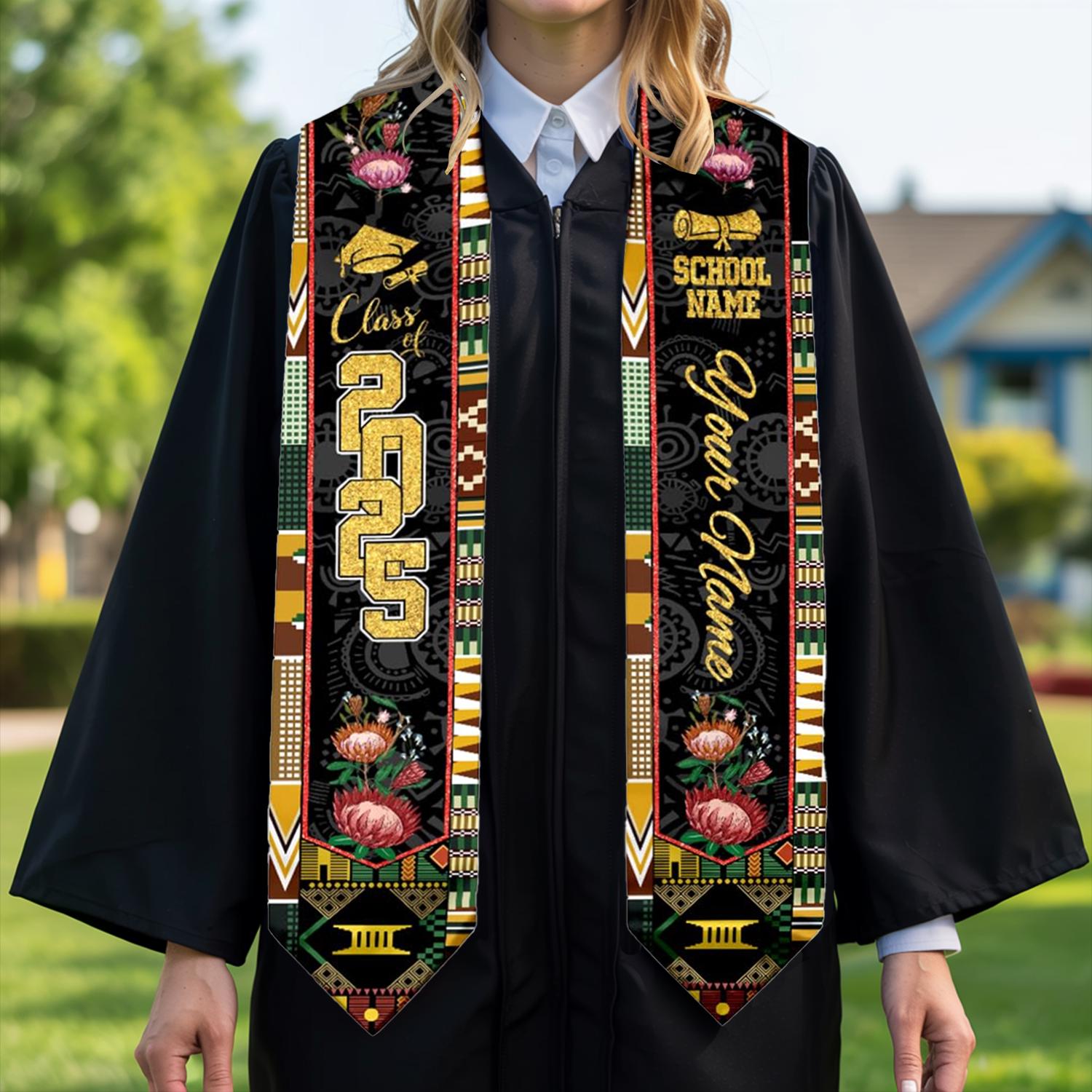 Personalized African American Graduation Sash, Graduation Stole African ...