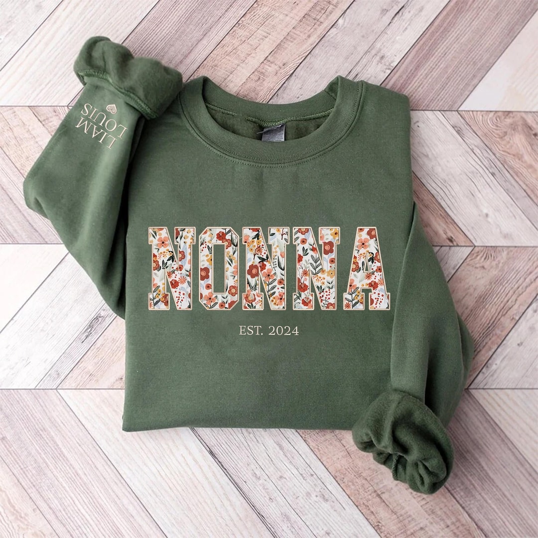 Personalized Embroidered Nonna Floral Applique Sweatshirt, Personalized ...