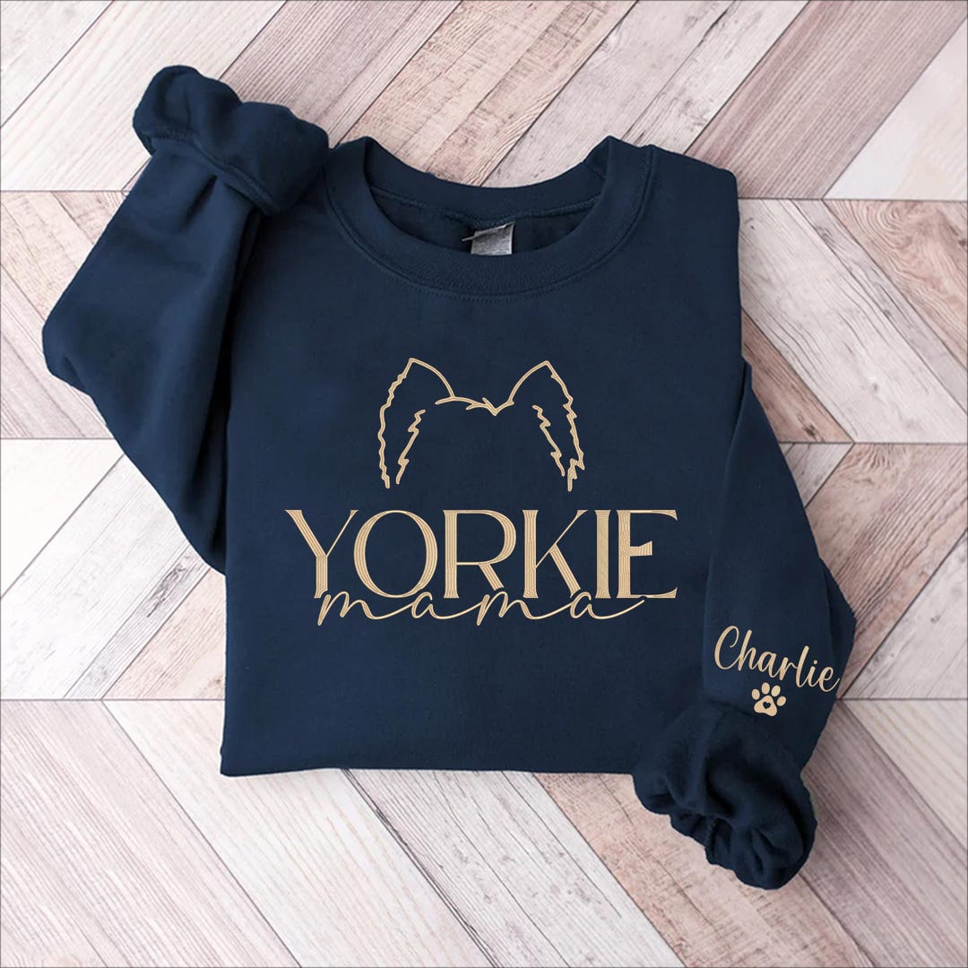 Embroidered Yorkie Sweatshirt, Custom Dog Mom Hoodie, Dog Lover ...