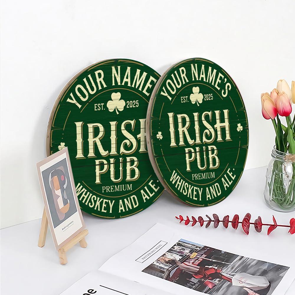 Personalized Irish Pub Bar Sign, Wooden Bar Sign, Irish Round Wooden ...