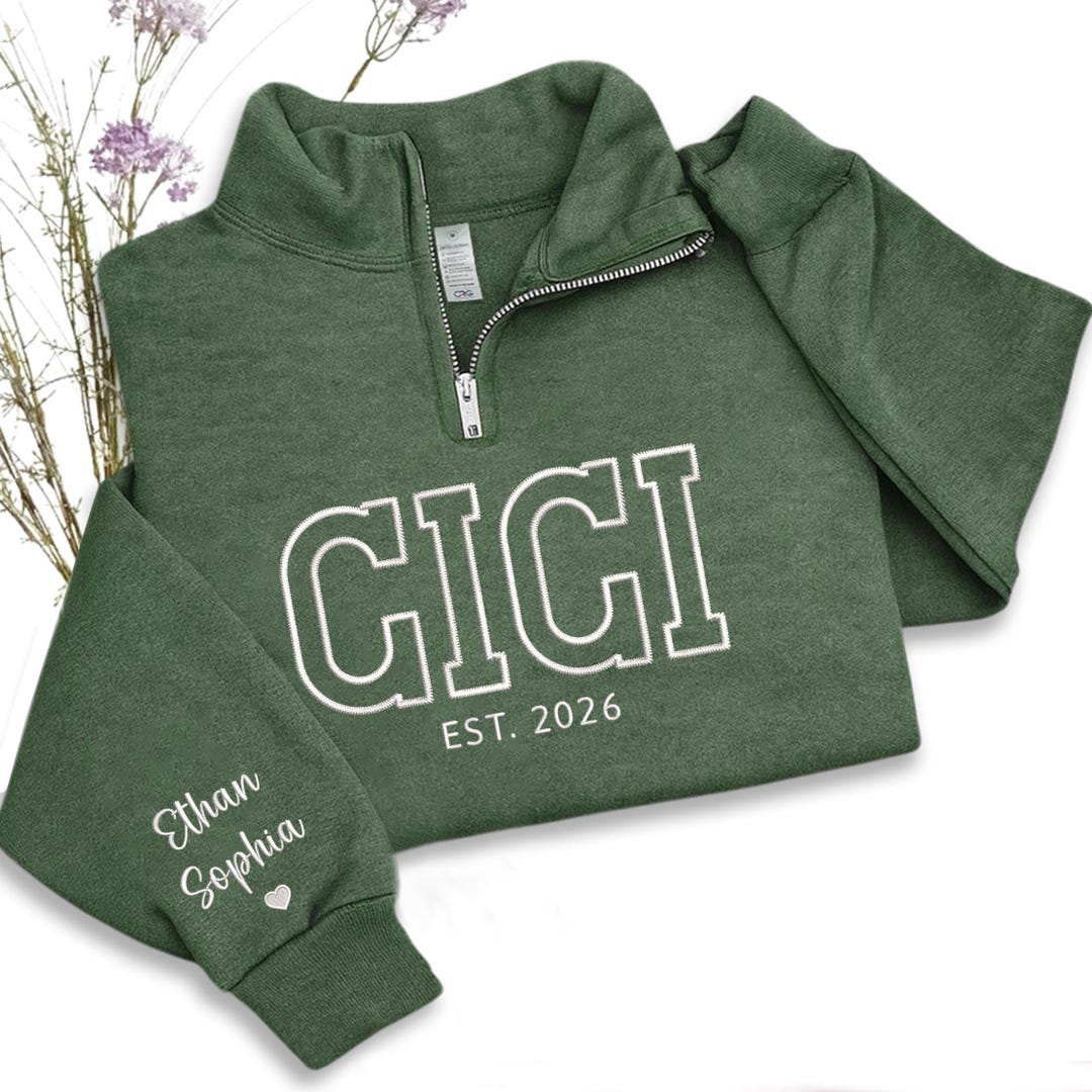 Custom Gigi Sweatshirt, Embroidered Gigi Quarter Zip Sweater, Grandma ...
