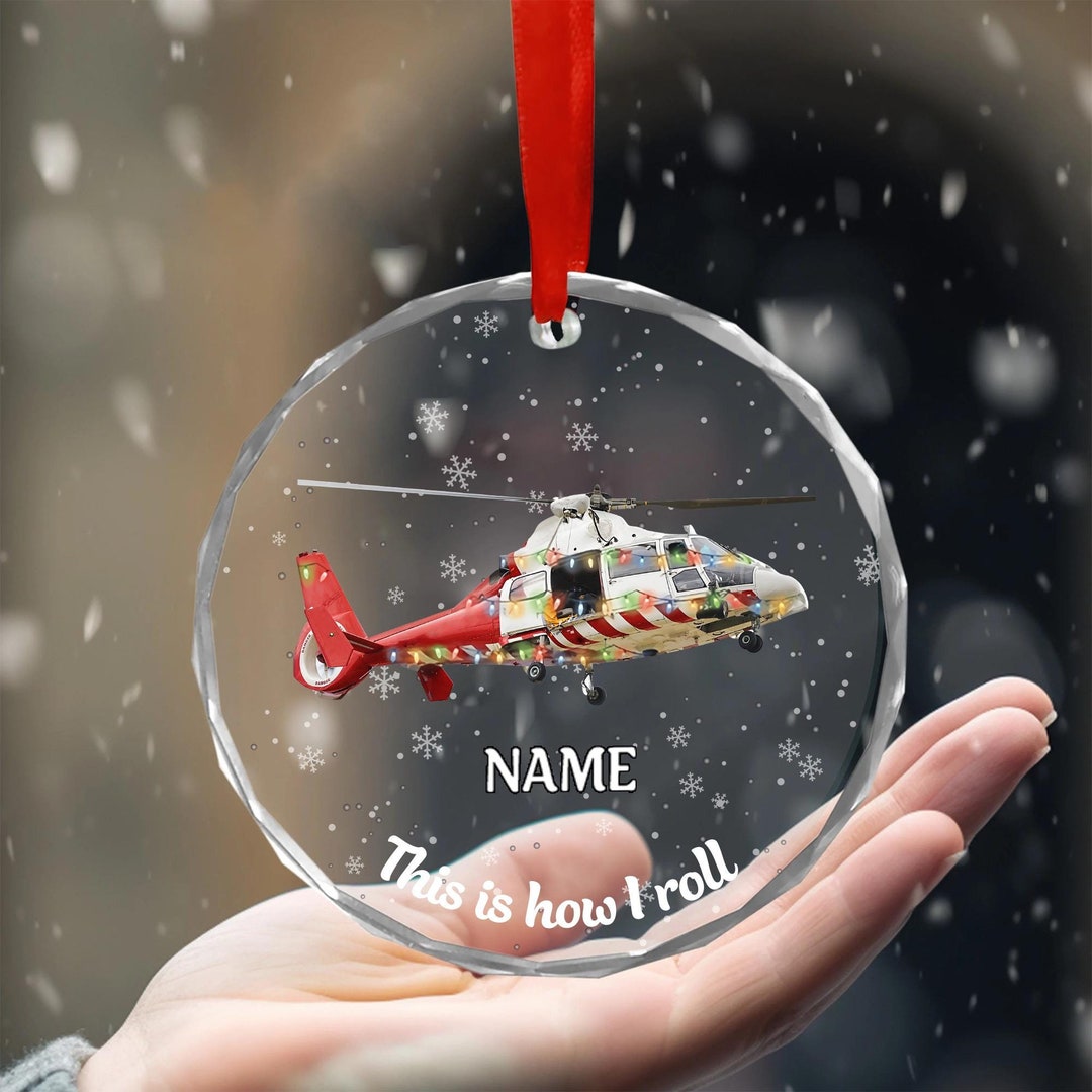 Personalized Ambulance Helicopter Glass Ornament for Christmas Tree ...