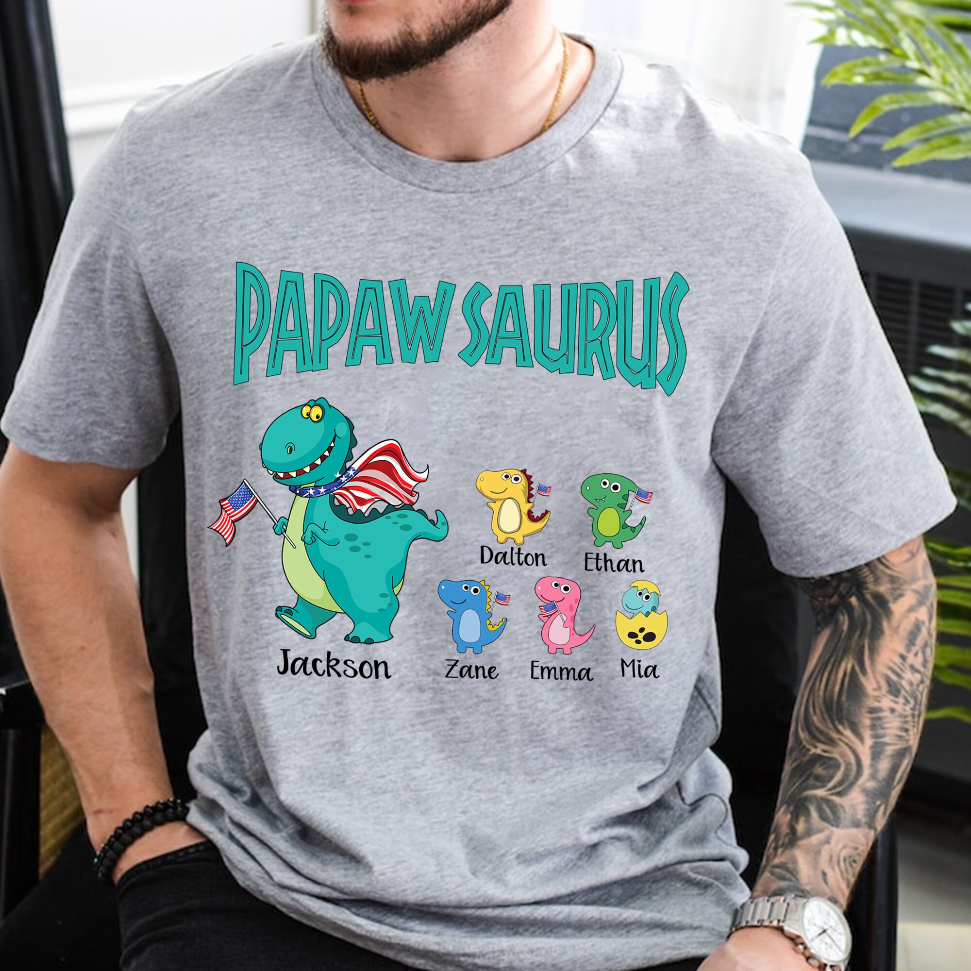 Grandpasaurus T-shirt With Kids Names, Custom Papaw Shirt Funny Shirt ...