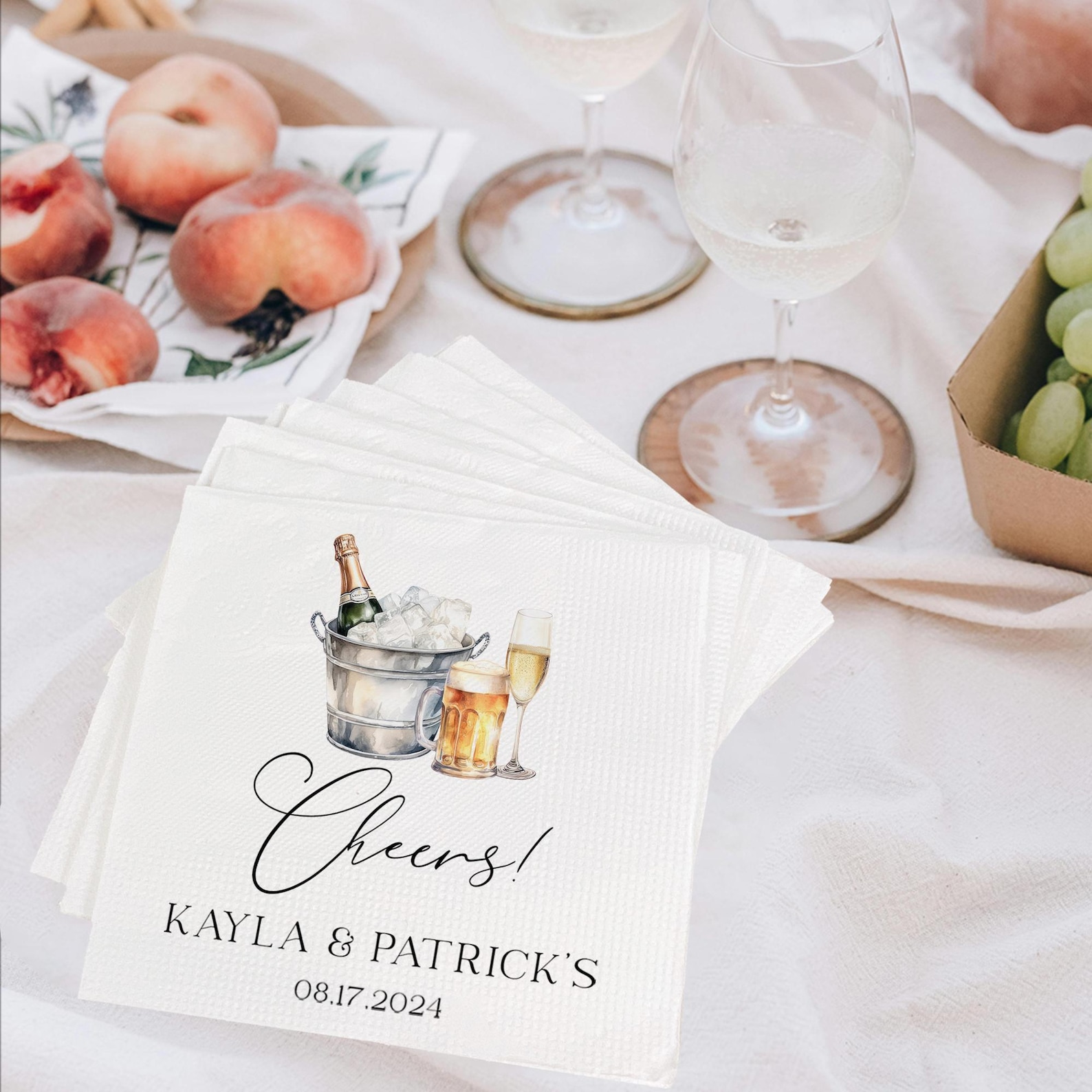 Bubbles and Brew Napkins, Couples Shower Napkins, Beer Champagne ...