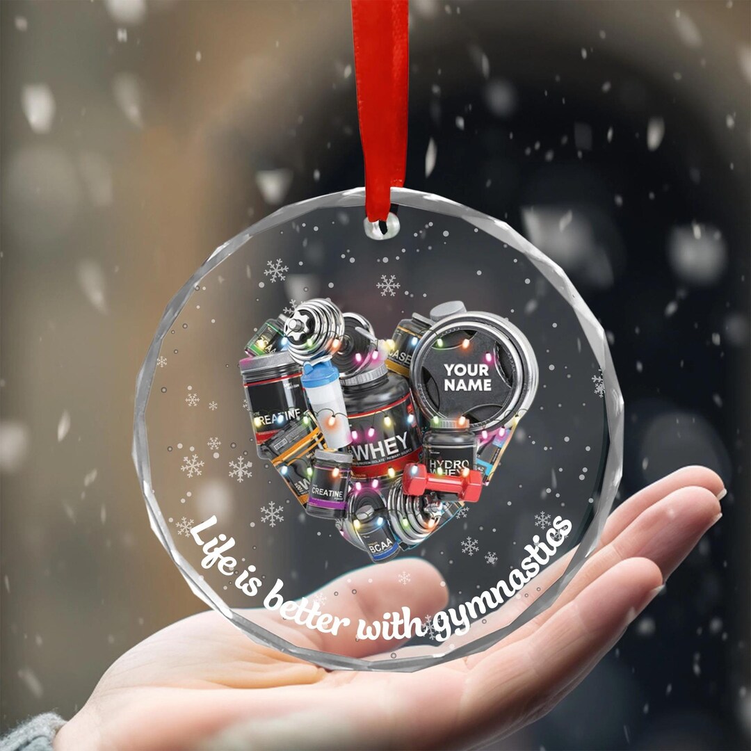 Bodybuilding Glass Ornament, Fitness Gifts, Gym Lover Tree Haging ...