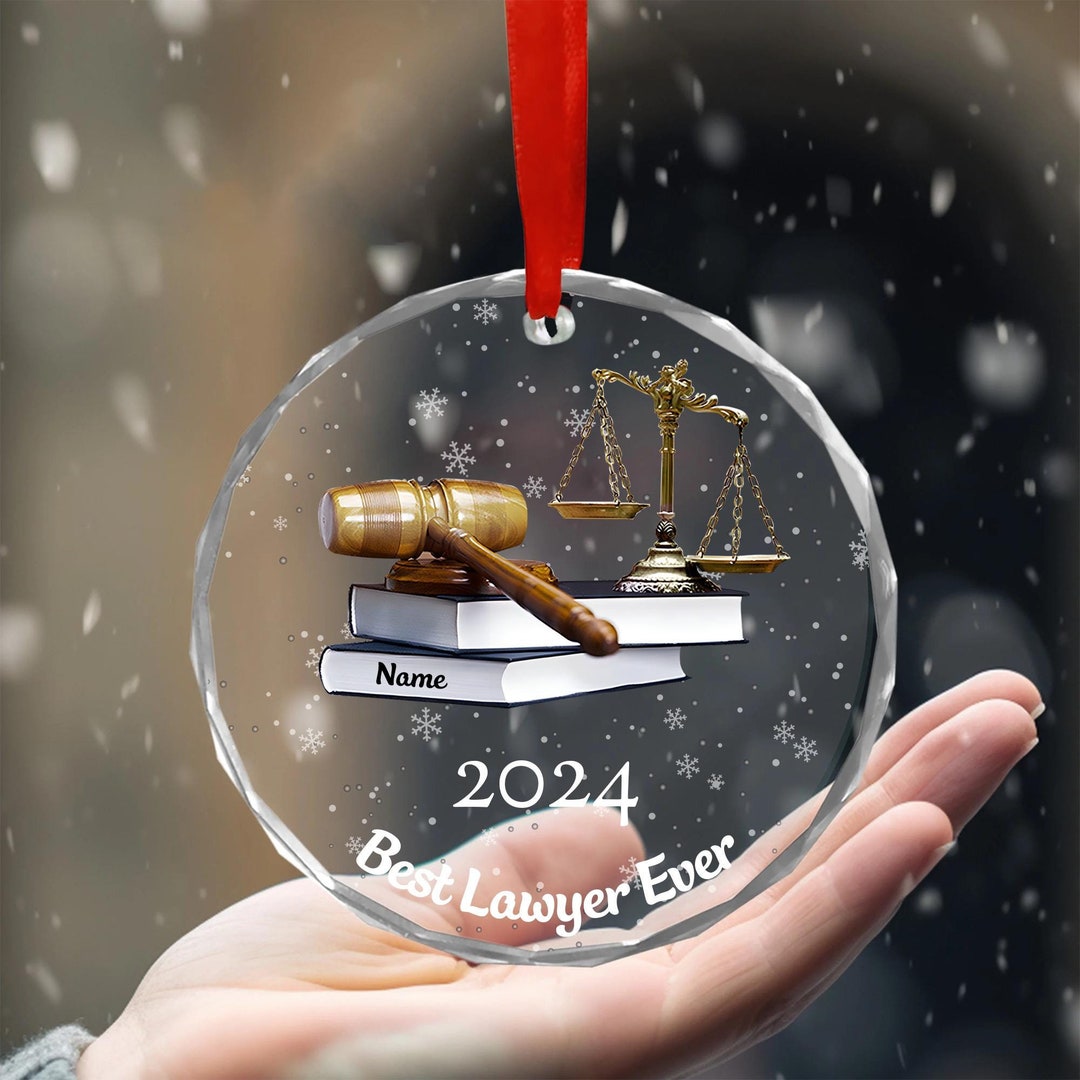 Custom Lawyer Christmas Glass Ornament, Lawyer Ornament Gift, Attorney ...