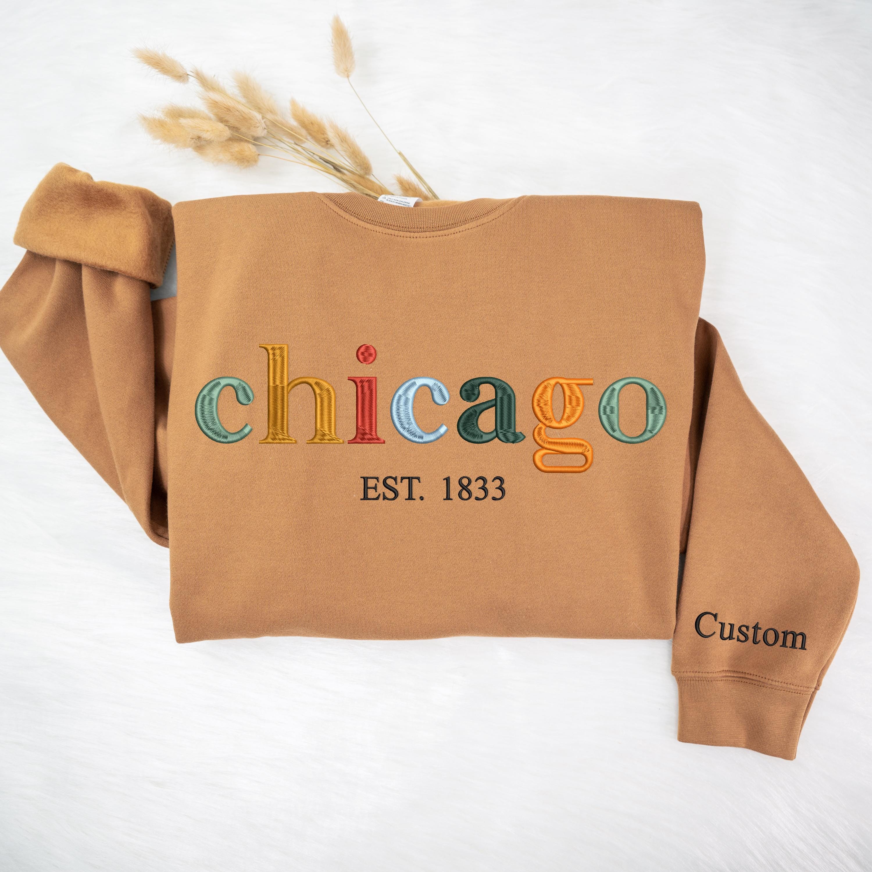 Embroidered Chicago Sweatshirt, Custom City Embroidered Shirt, Custom ...